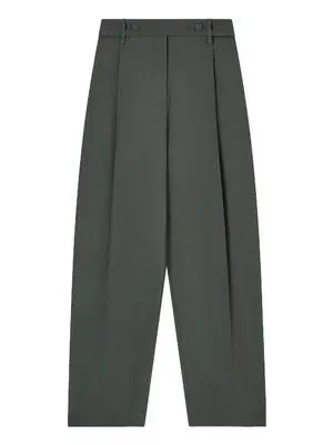 Emporio Armani Virgin Wool Barathea Trousers With Belt - Green