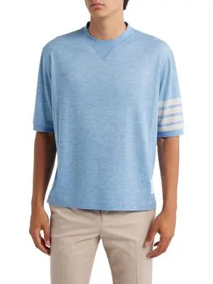 Thom Browne 4-bar Virgin Wool Jersey T-shirt - Light Blue