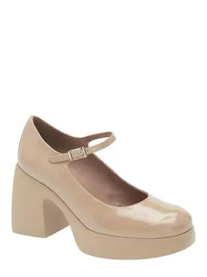 WONDERS Mary Jane Platform Pumps - Lack Taupe