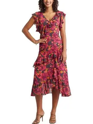 Chelsea28 Ruffle Tiered Chiffon Midi Dress - Miranda Floral