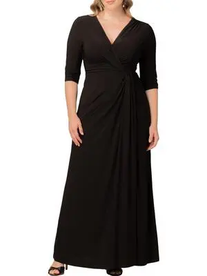 KIYONNA Evening Romance Stretch Jersey Gown - Black Noir