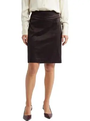 TAHARI ASL Faux Suede Skirt - Espresso