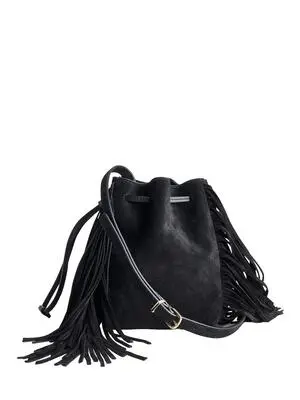 Madewell Drawstring Suede Crossbody Bucket Bag - True Black