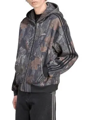 Adidas Camo Fleece Zip Hoodie - Black