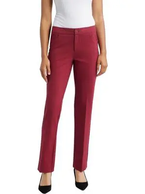 Anne Klein Flat Front Bootcut Pants - Ruby Red