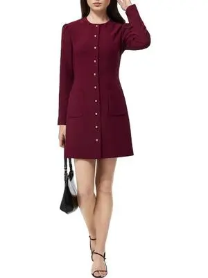French Connection Celie Long Sleeve Mini Dress - Bordeaux Red