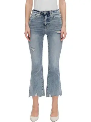 BAYEAS High-waist Flare Jeans - Ice Blue