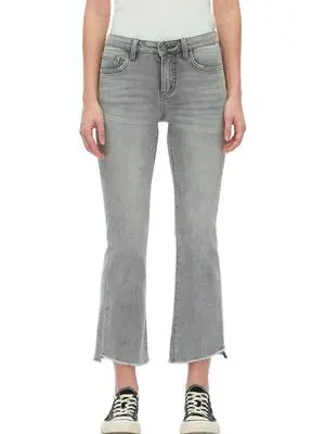 BAYEAS Mid Rise Frayed Bootcut Jeans - Gray
