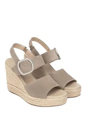 NEROGIARDINI Slingback Espadrille Wedge Sandals - Taupe