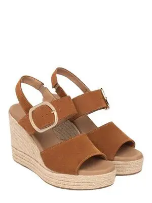 NEROGIARDINI Slingback Espadrille Wedge Sandals - Tobacco