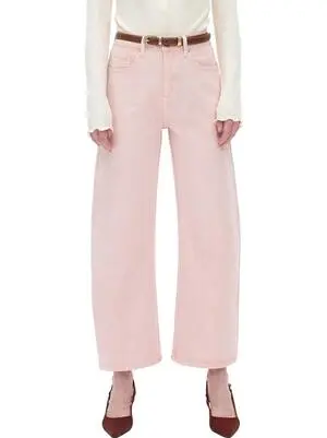 BAYEAS Mid-rise Barrel Jeans - Pearl Pink