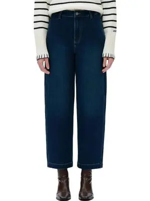 BAYEAS Harem High-waist Straight Leg Jeans - Dark Blue