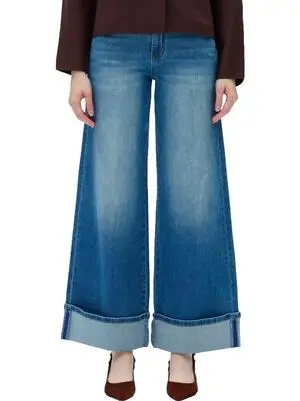 BAYEAS Cuffed Wide Leg Jeans