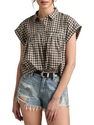 Lucky Brand Plaid Cotton Shirt - Black Plaid