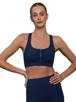 Carbon38 Zipper Bra In Diamond Compression - Navy
