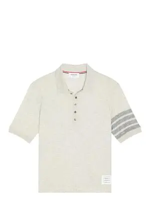 Thom Browne Short Sleeve Rib Cuff Polo In Light Grey - Pale Grey