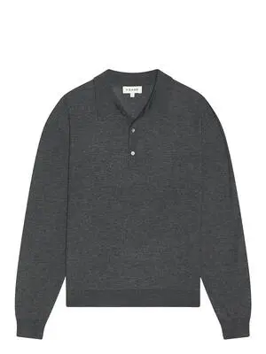 FRAME Superfine Polo Sweater In Grey - Grey Melange