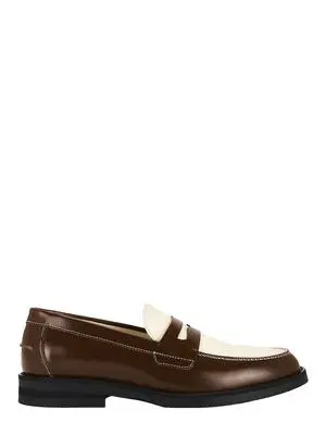 DUKE + DEXTER Wilde Penny Loafer - Chestnut & White