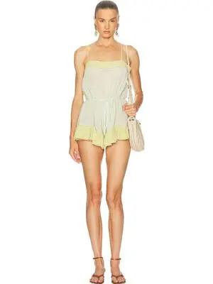 Chloé Silk Satin Romper - Limpid Green