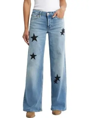 RE/DONE Mid-rise Embellished Wide Leg Jeans - Opalindigost