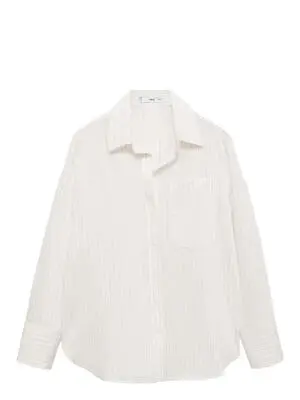 Mango Striped Sheer Long-sleeve Shirt - Off White
