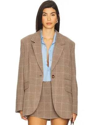 Free People Paper Cut Pinstripe Blazer - Chocolate