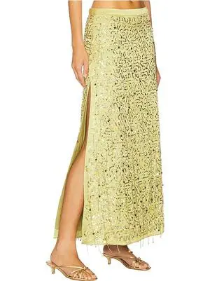 ASTA RESORT Yasmin Hand Beaded Skirt - Olive Oil