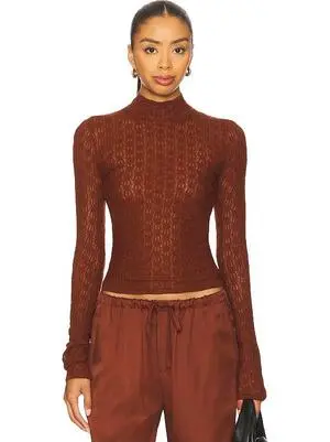 Sablyn Rhea Longsleeve Mock Neck Top - Mahogany