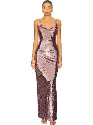 L'Agence Karma Sequin Maxi Dress - Light Mauve