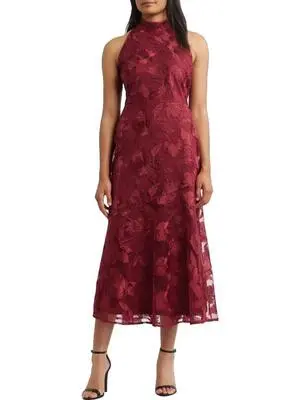 Sam Edelman Embroidered Fit & Flare Cocktail Dress - Bordeaux