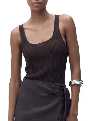 Mango Chunky Rib Sweater Tank Chocolate