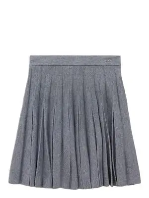 Balenciaga Pleated Wool Skirt - Grey & Silver