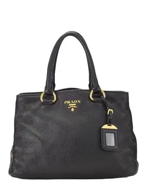 Prada Vitello Daino Convertible Tote - Black