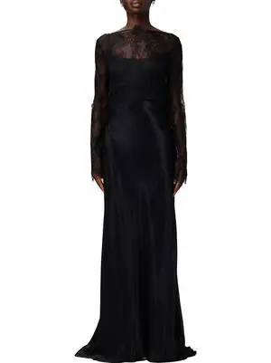 Alberta Ferretti Lace And Silk Gown - Black
