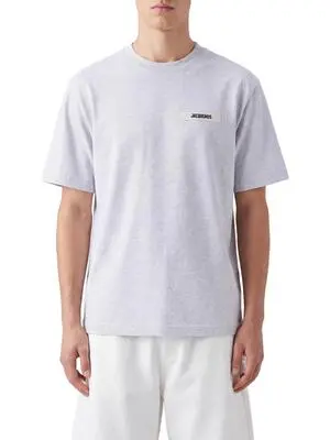Jacquemus Contrast Appliqué Logo Cotton Crew-neck T-shirt Grey