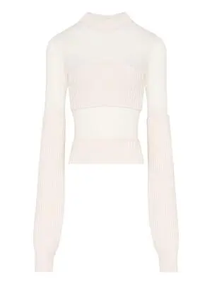 Jean Paul Gaultier Mesh Cut Out Detail Top - Cream