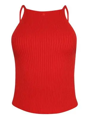 COURREGES Circle Rib Knit Top - Red