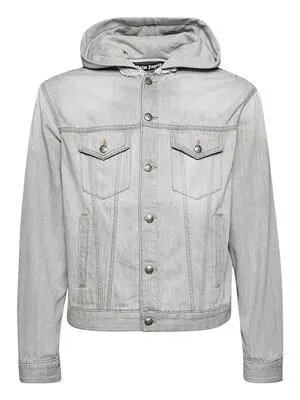 Palm Angels Curved Logo Denim Jacket - Grey