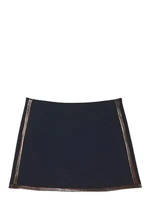 Sandro Leather-trim High-waist Mini Skirt - Navy Blue
