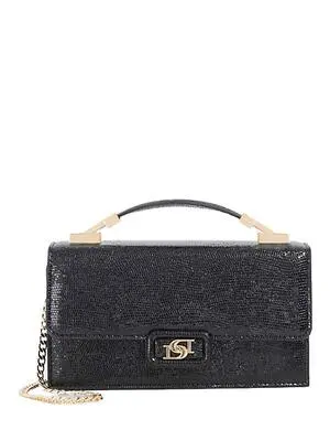 DUNE Mock-croc Embossed Top-handle Bag - Black Plain Synthetic