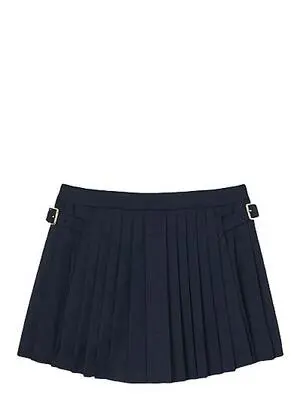 Sandro Pleated High-rise Mini Skirt - Navy Blue