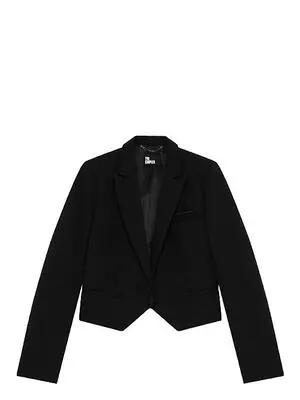 The Kooples Slim-fit Wool Blazer With Asymmetric Hem - Black