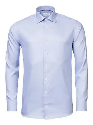 Eton Cutaway Collar Single-cuff Slim-fit Cotton Shirt - Light Blue