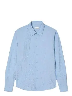 Sandro Crinkled-texture Regular-fit Woven Shirt - Sky Blue