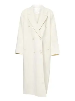 THE FRANKIE SHOP Long Double-breasted Woven Coat - White