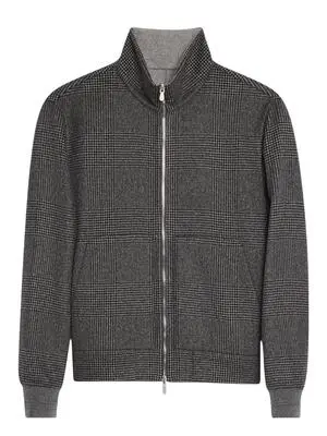 Brunello Cucinelli Reversible Cashmere Plaid Bomber Jacket - Grey