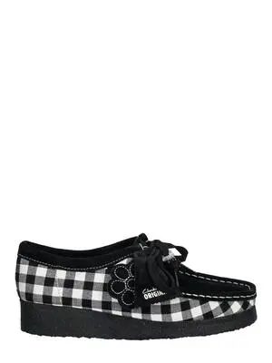 Clarks Gingham-Check Flower-Embellished Loafers Black