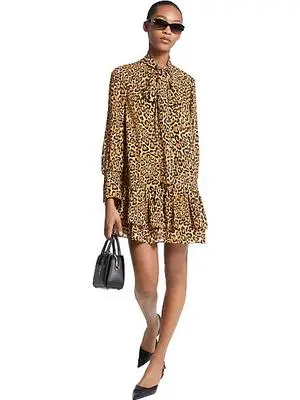 Michael Kors Georgette Tie-neck Dress - Yellow