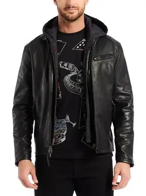 Robert Graham Cedro Leather Moto Jacket - Black