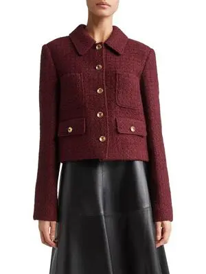 Altuzarra Astley Tweed Crop Jacket - Grenache